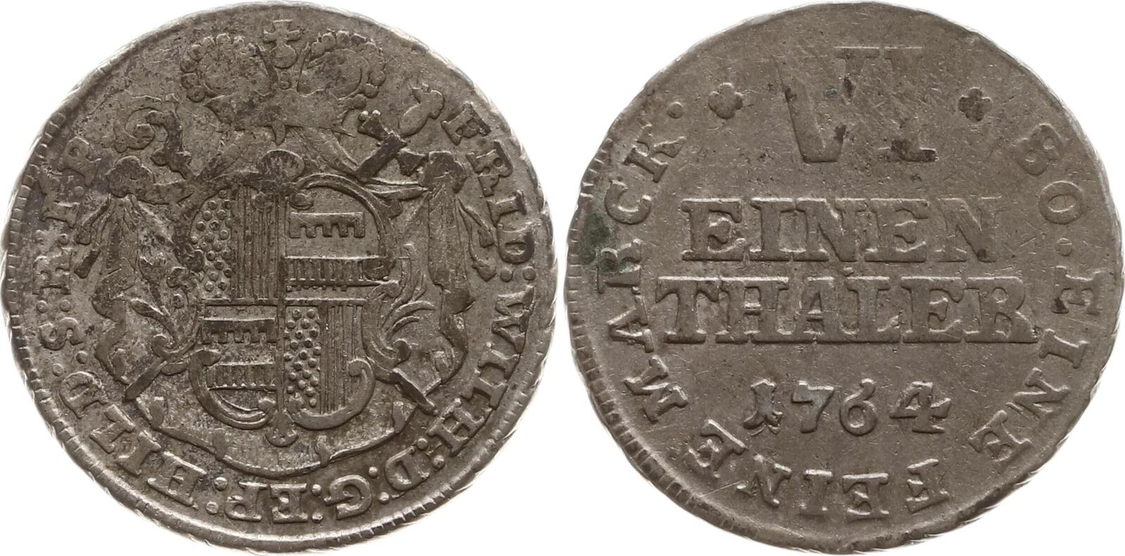 Hildesheim, Bistum 1/6 Taler 1764 Friedrich Wilhelm von Westfalen, 1763 ...