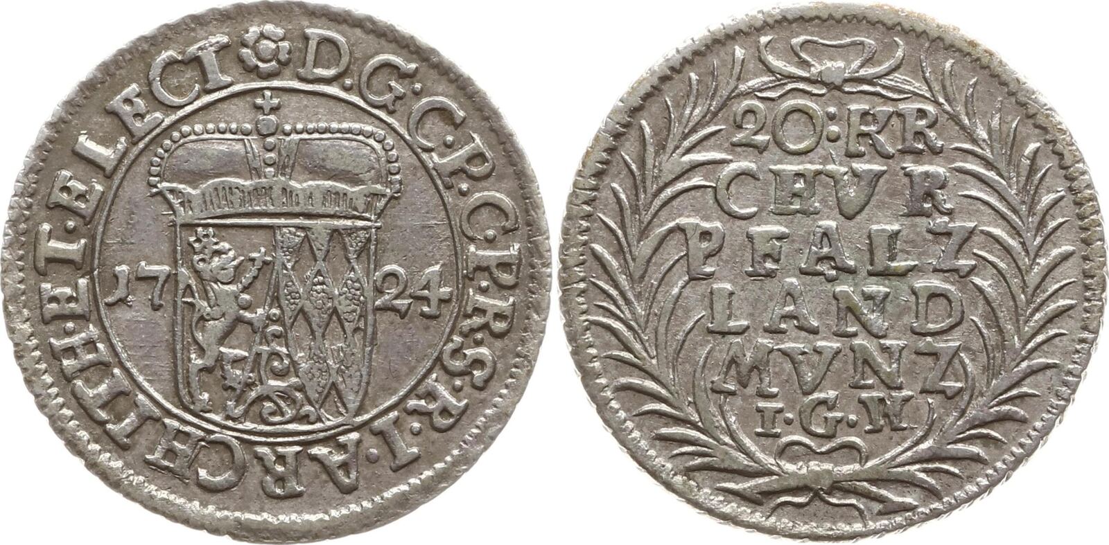 Pfalz, Kurfürstentum 20 Kreuzer 1724 Karl Philipp, 1716 - 1742 ...