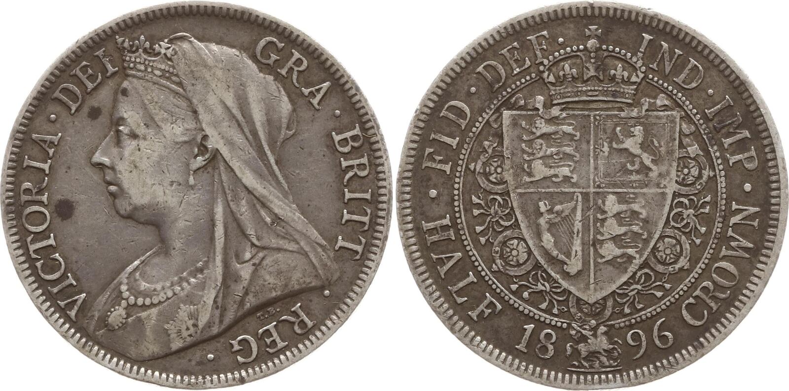 Großbritannien 1/2 Crown 1896 Victoria, 1837 - 1901 Sehr schön, feine ...