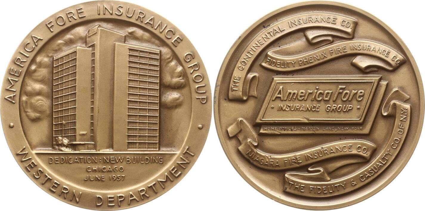 USA - Chicago Große Bronzemedaille 1957 Einweihung des neuen ...