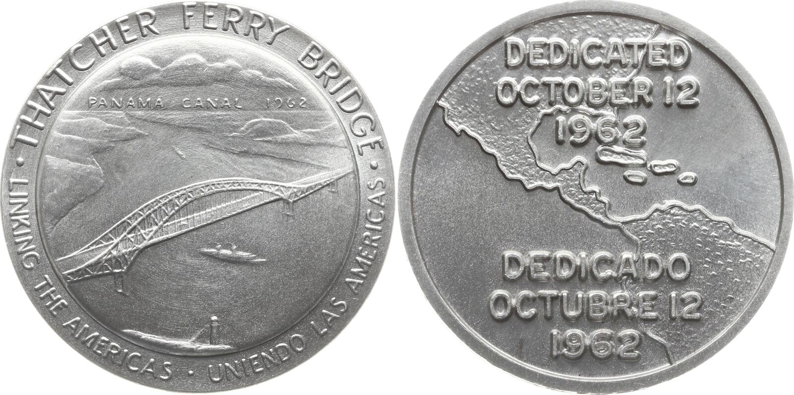 Aluminiummedaille 1962 auf die Eröffnung der Thatcher Ferry Bridge über ...