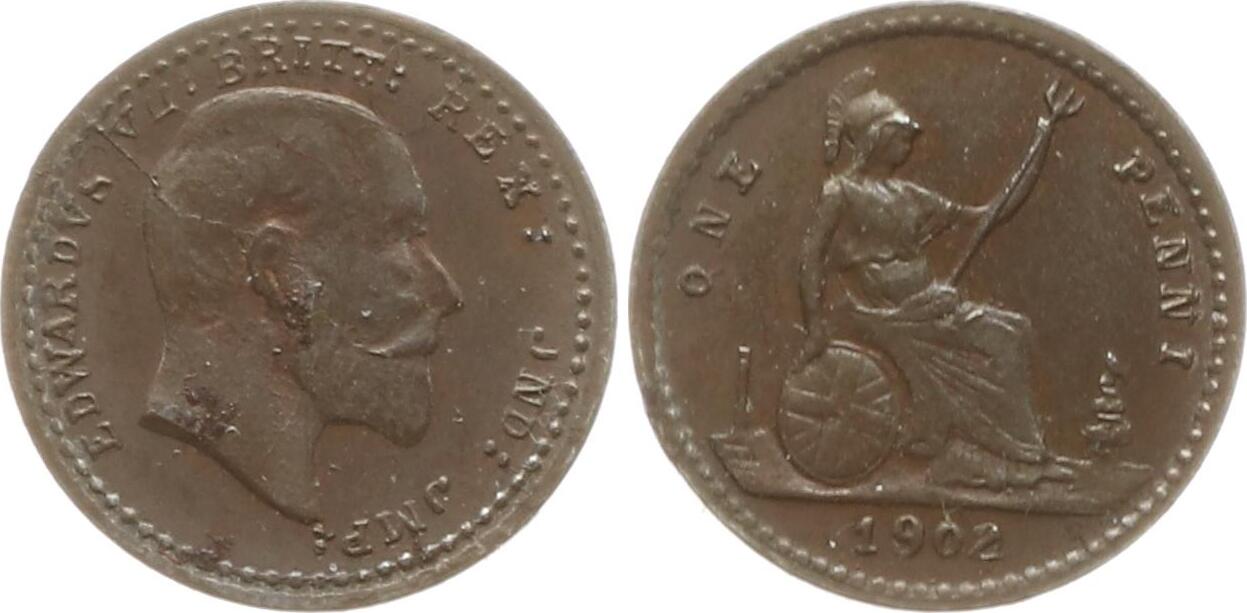 Großbritannien Spielgeld ONE PENNI 1902 Edward VII., 1901 - 1910 Sehr ...
