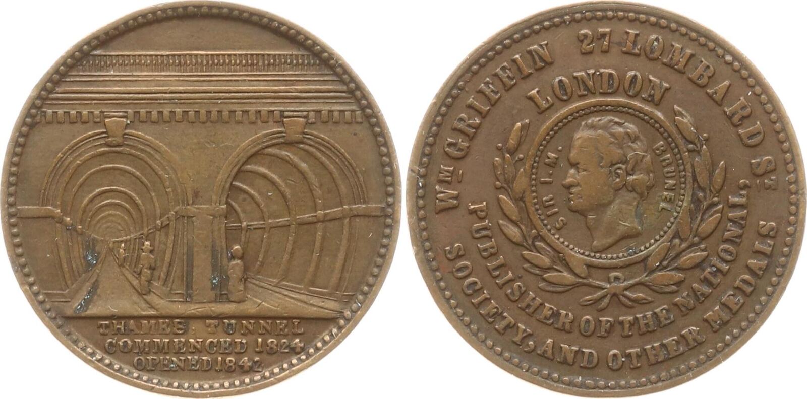 Großbritannien, Königreich, London, Stadt Bronzejeton 1842 v. W ...
