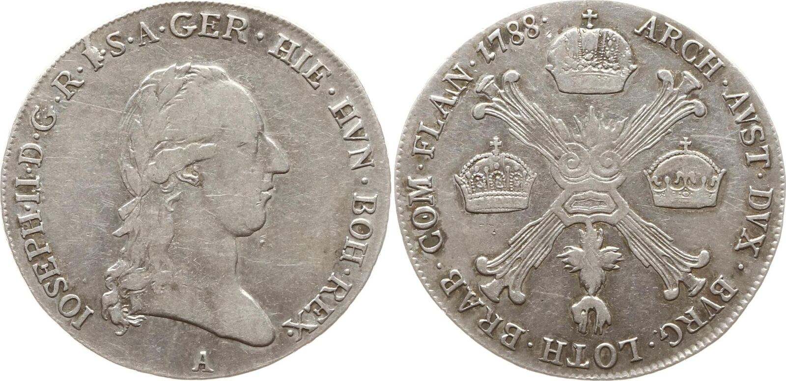 RDR, Haus Habsburg 1/4 Kronentaler 1788 A Joseph II., 1765 - 1790, Wien ...