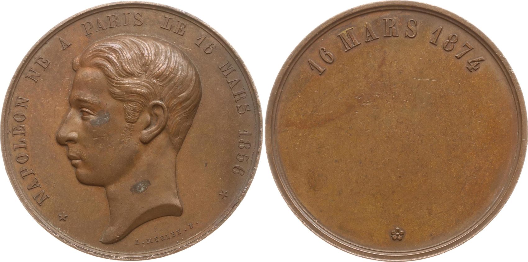 Frankreich, 2. Republik Bronzemedaille 1874, R! von Merley, auf die ...