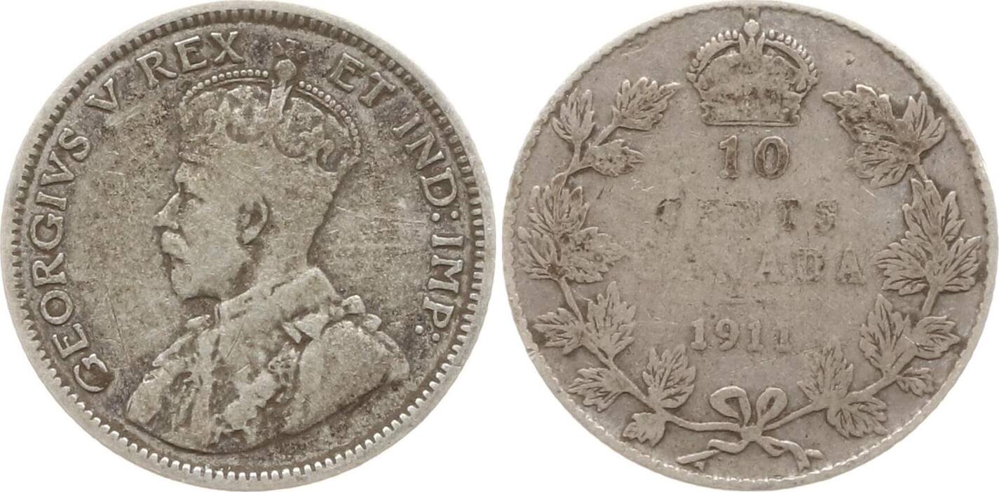 Kanada 10 Cents 1911 George V., 1910 - 1936 Fast sehr schön / Schön ...