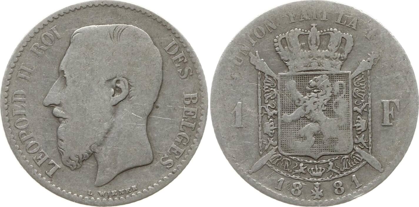 Belgien, Königreich Franc 1881 Leopold II., 1865 - 1909 (fr.) Schön | MA-Shops