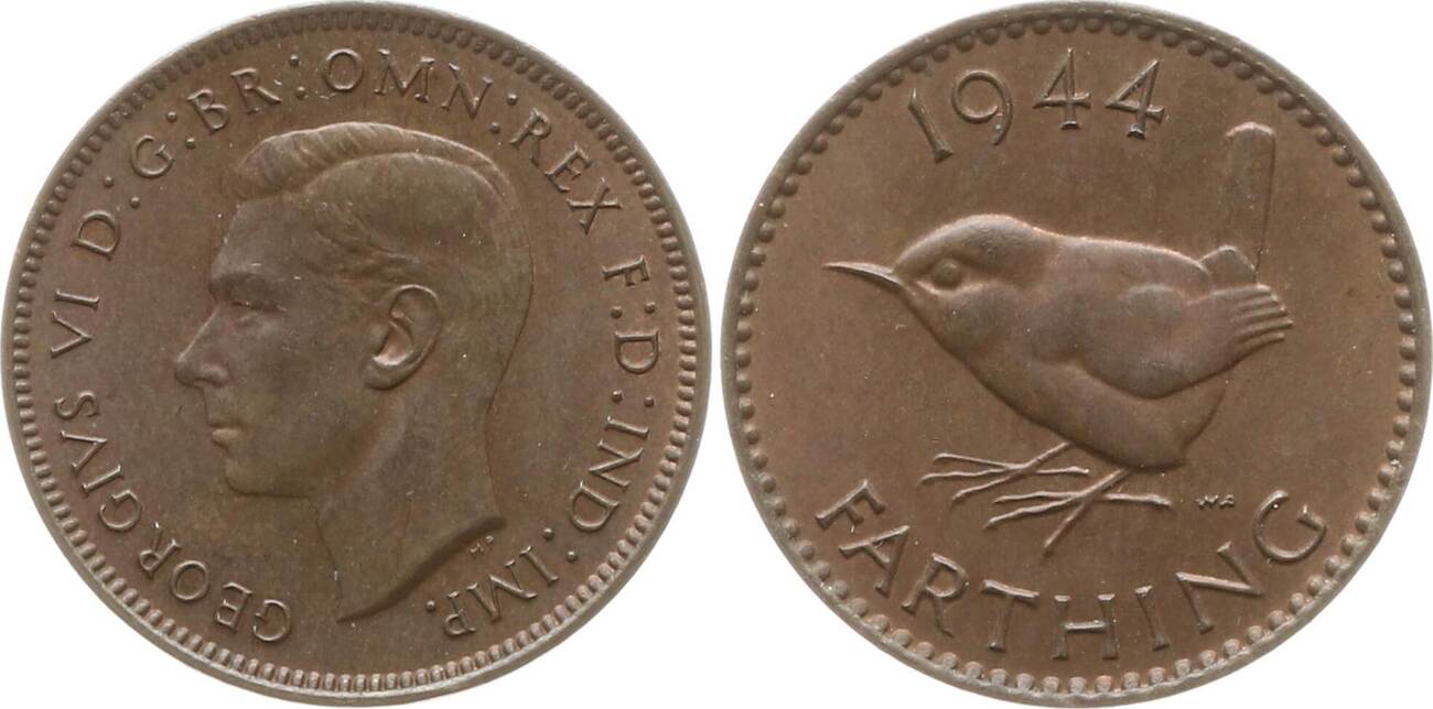 Großbritannien Farthing 1944 George VI., 1936 - 1952 Vorzüglich | MA-Shops