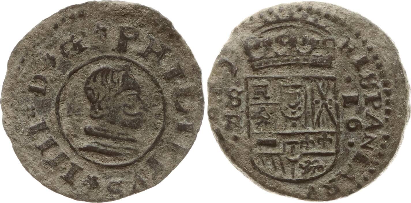 Spanien, Königreich 16 Maravedis 1662 R Philipp IV., 1621 - 1665 ...