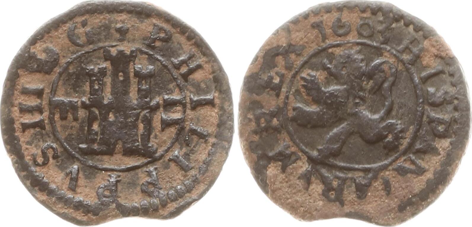 Spanien 2 Maravedis 1603 Philipp III., 1598 - 1621, Segovia Sehr schön ...