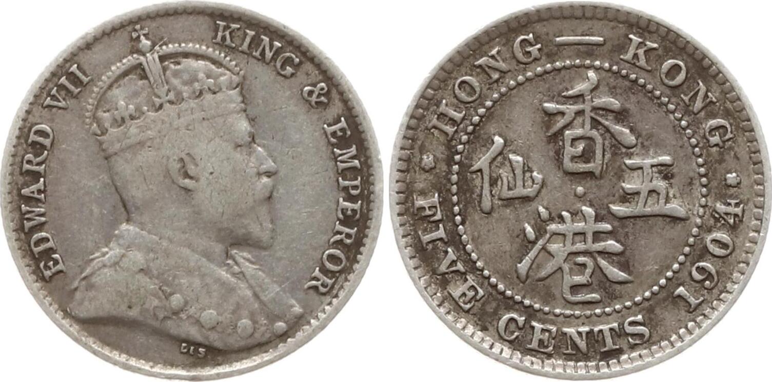 Hong Kong 5 Cents 1904 Edward VII., 1901 - 1910 Sehr schön, winz. RF | MA-Shops