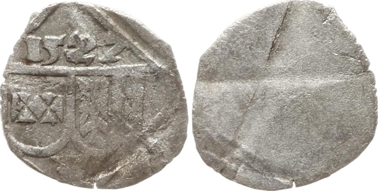 RDR, Haus Habsburg, Oberösterreich Einseitiger Pfennig 1527 Ferdinand I ...