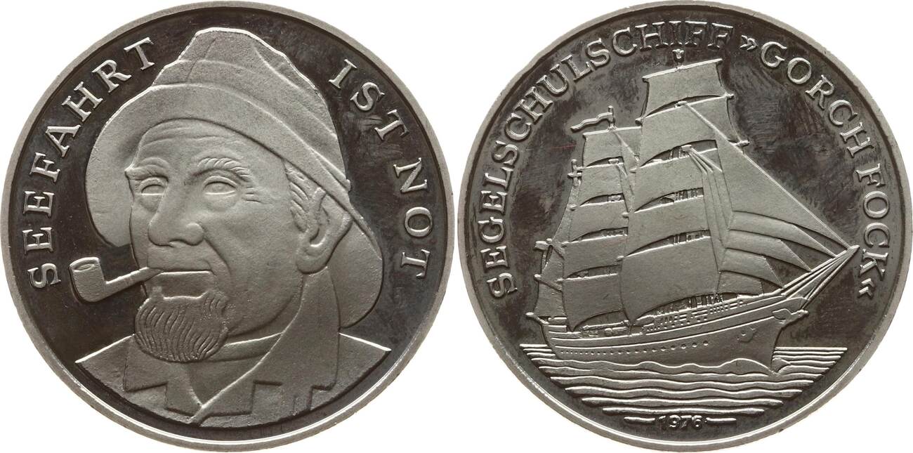Schiffahrt Cu-Ni Medaille 1976 Seefahrt ist Not / Segelschulschiff ...
