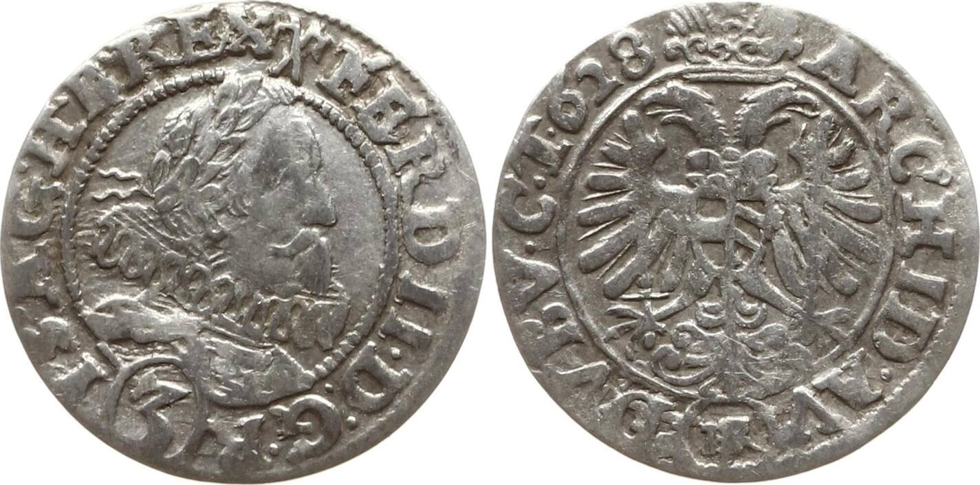 RDR, Haus Habsburg, Schlesien 3 Kreuzer (Groschen) 1628 HR Ferdinand II ...