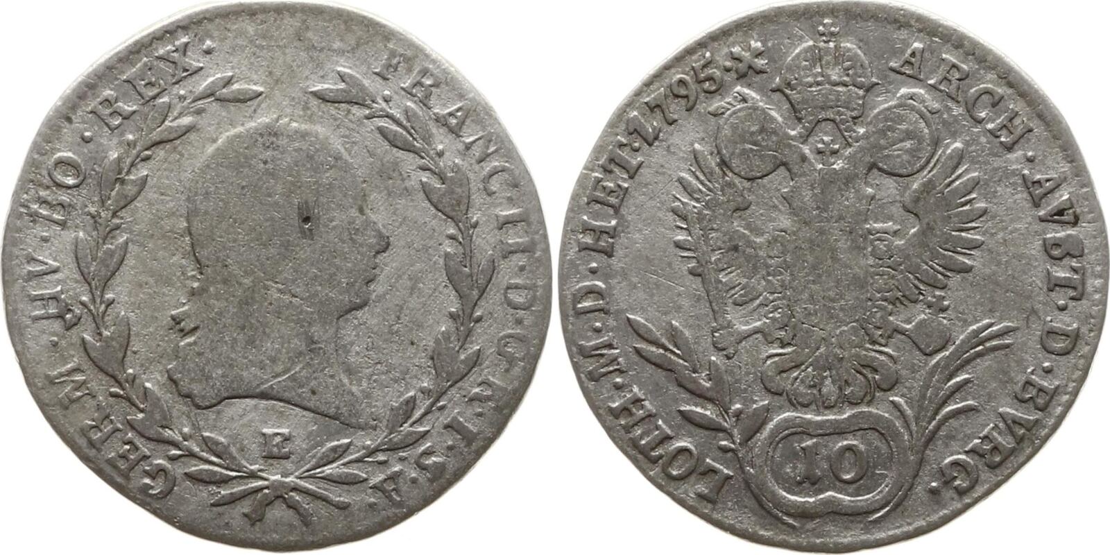 RDR, Haus Habsburg 10 Kreuzer 1795 E Franz II.(I.), 1792 - 1835, Karlsburg Schön - sehr schön ...