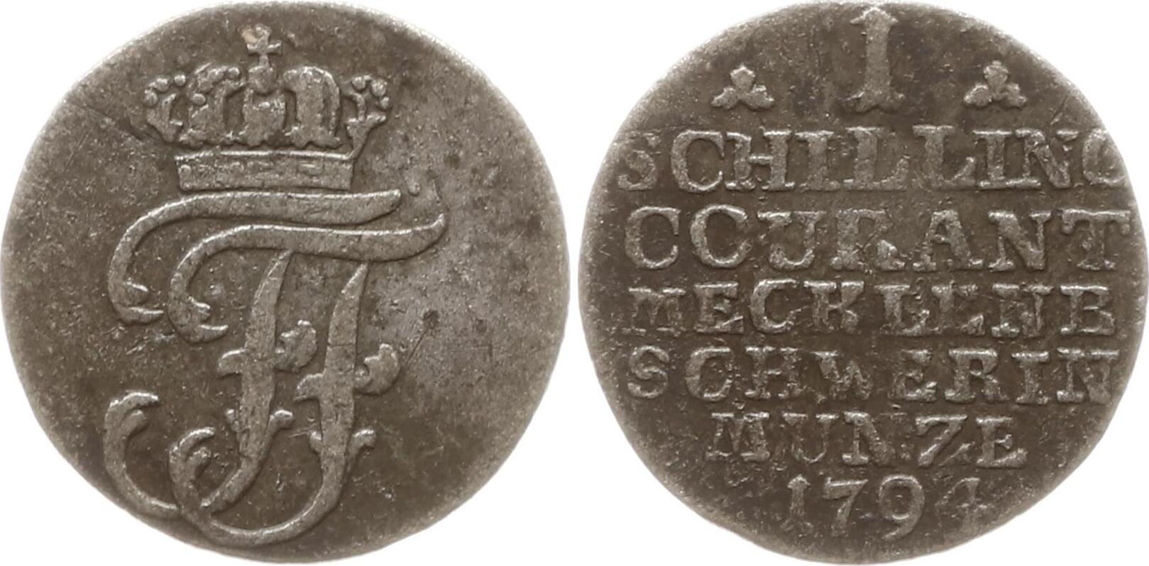Mecklenburg-Schwerin, Herzogtum 1 Schilling 1794 Friedrich Franz I., 1785 - 1837 Sehr schön | MA ...
