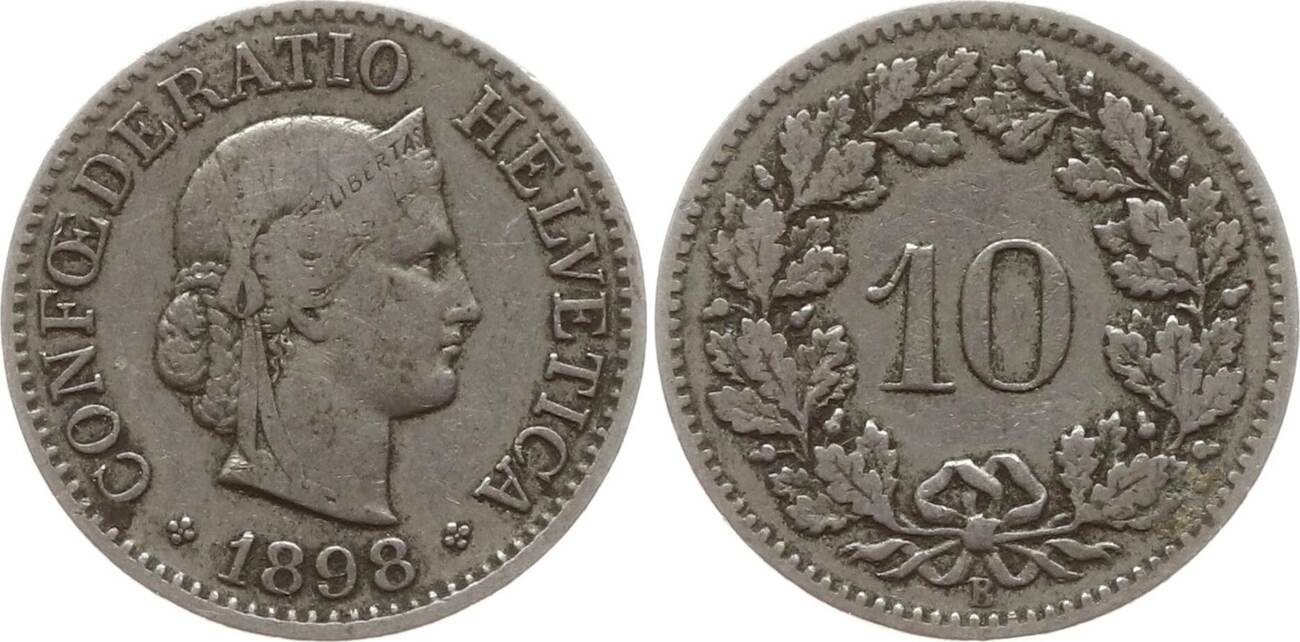 Schweiz 10 Rappen 1898 B Fast sehr schön | MA-Shops