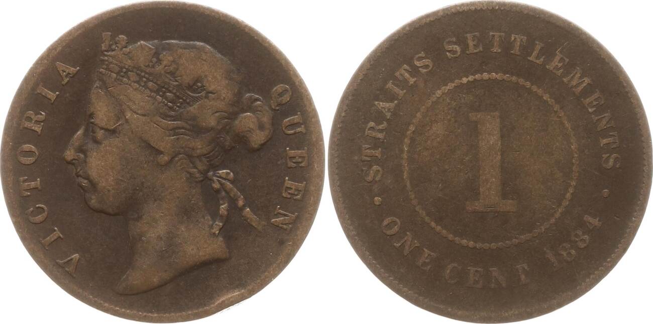 Malaysia Straits Settlements 1 Cent 1884 Victoria, 1837 - 1901 Schön, kl. RF | MA-Shops