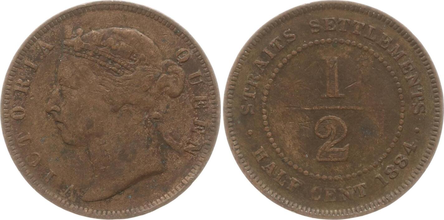 Malaysia Straits Settlements 1/2 Cent 1884 Victoria, 1837 - 1901 Sehr schön | MA-Shops