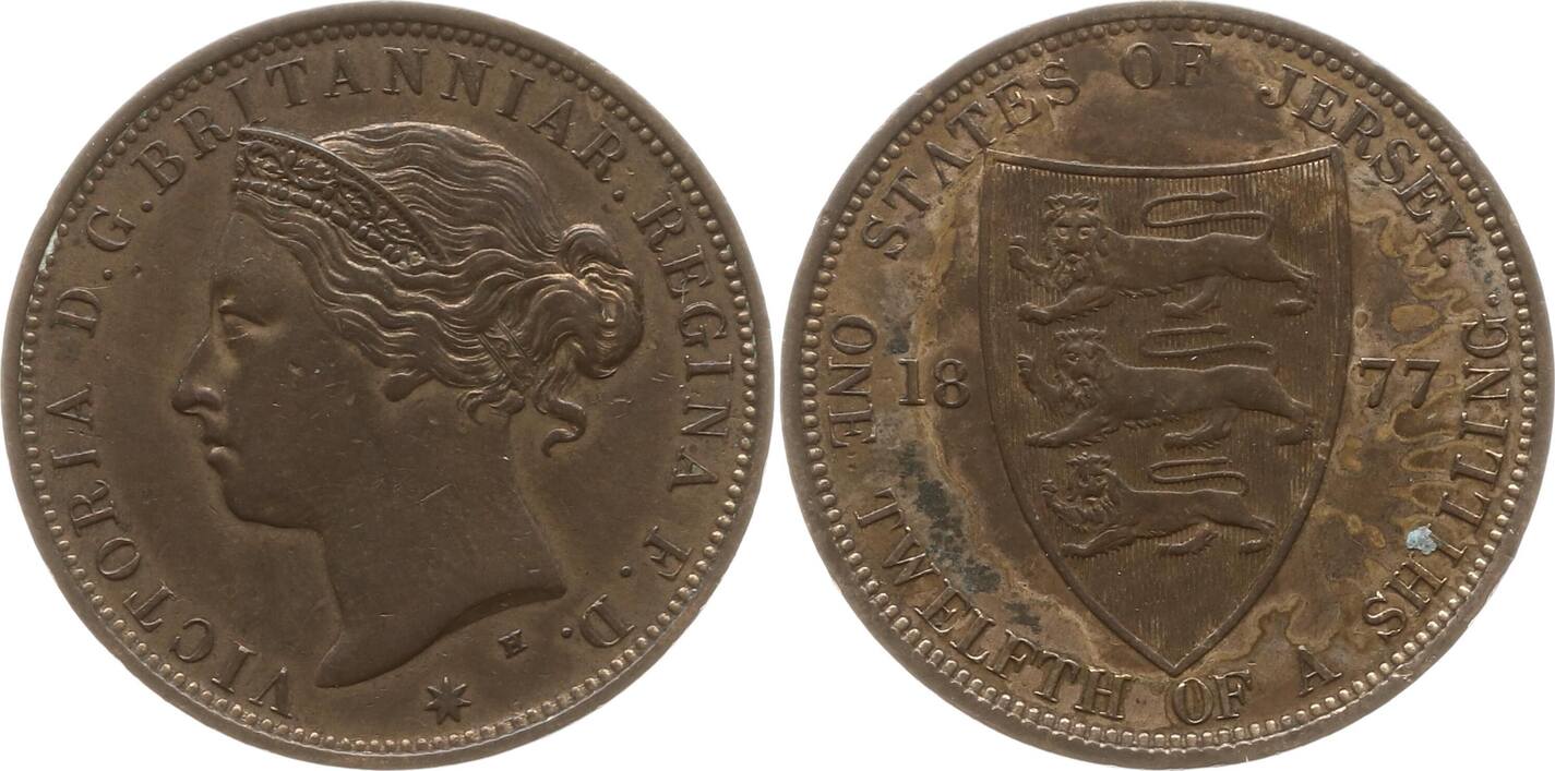 Großbritannien - Jersey 1/12 Shilling 1877 H Victoria, 1837 - 1901 Sehr ...