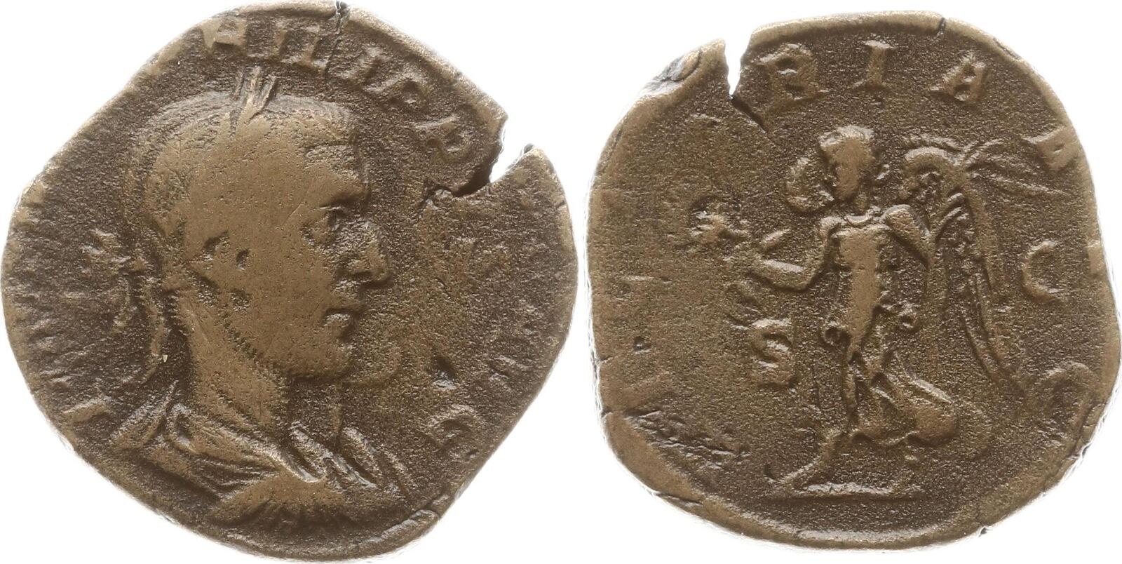 Römische Kaiserzeit Sesterz Philippus I. Arabs, 244 - 249, Victoria schreitet n. l., hält ...