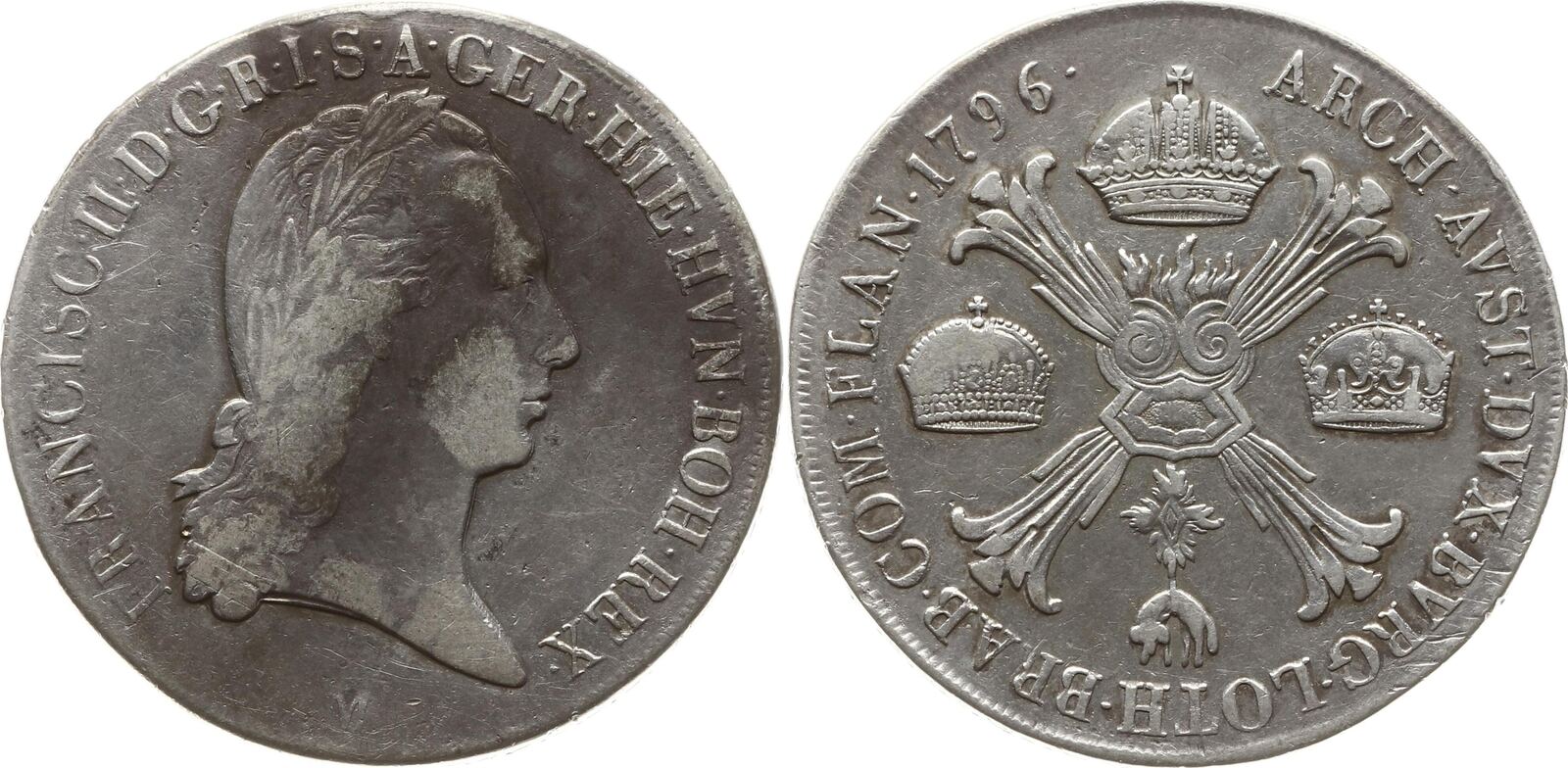 RDR, Haus Habsburg Kronentaler 1796 M Franz II., 1792 - 1806, Mailand Sehr schön, etwas fleckig ...