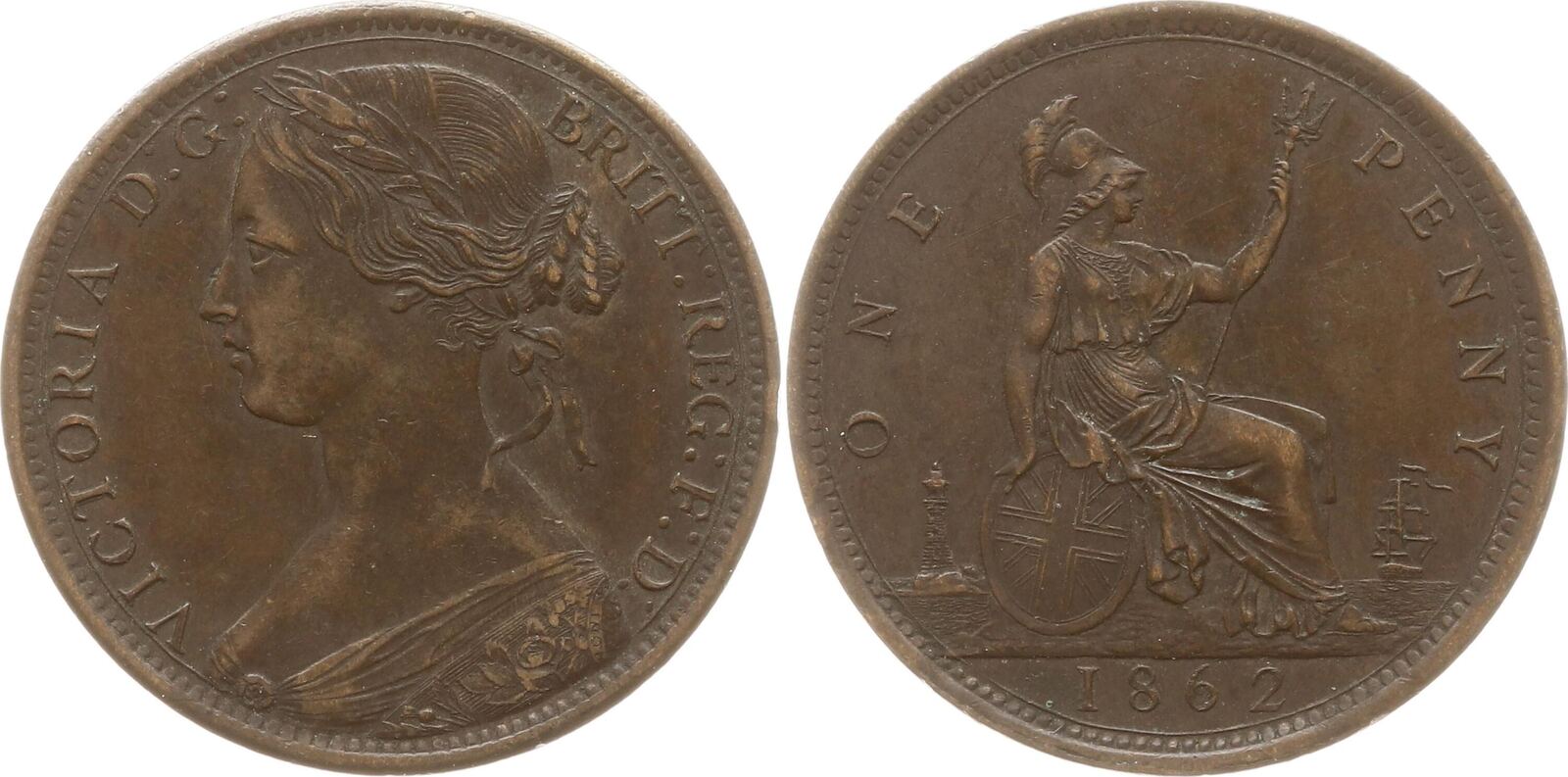 Großbritannien 1 Penny 1862 Victoria, 1837 - 1901 Fast vorzüglich, winz ...