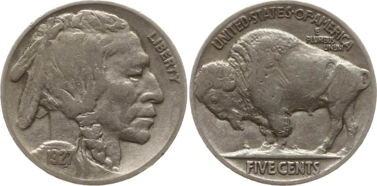 USA 5 Cents (Buffalo Nickel) 1927 Sehr schön | MA-Shops