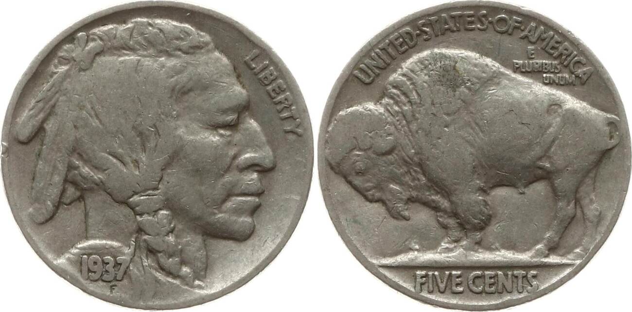 USA 5 Cents (Buffalo Nickel) 1937 Sehr schön | MA-Shops