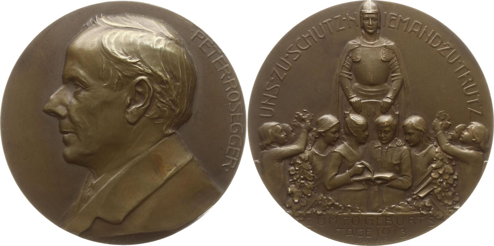 Österreich, Kaiserreich Große Bronzemedaille 1913 von Hujer, auf den 70 ...