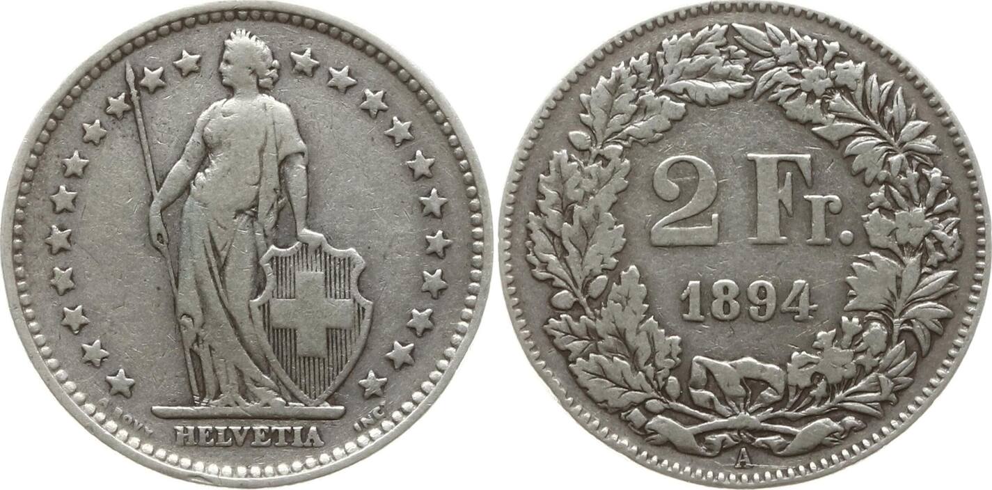 Schweiz 2 Franken 1994 B Fast sehr schön | MA-Shops