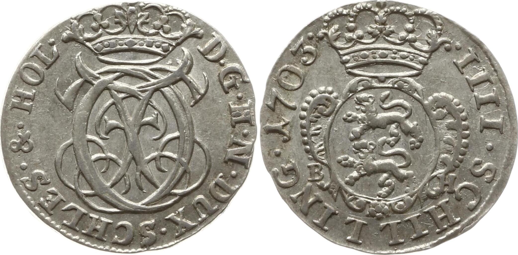 Schleswig-Holstein-Gottorp 4 Schilling 1703 BH Karl Friedrich, 1702 ...