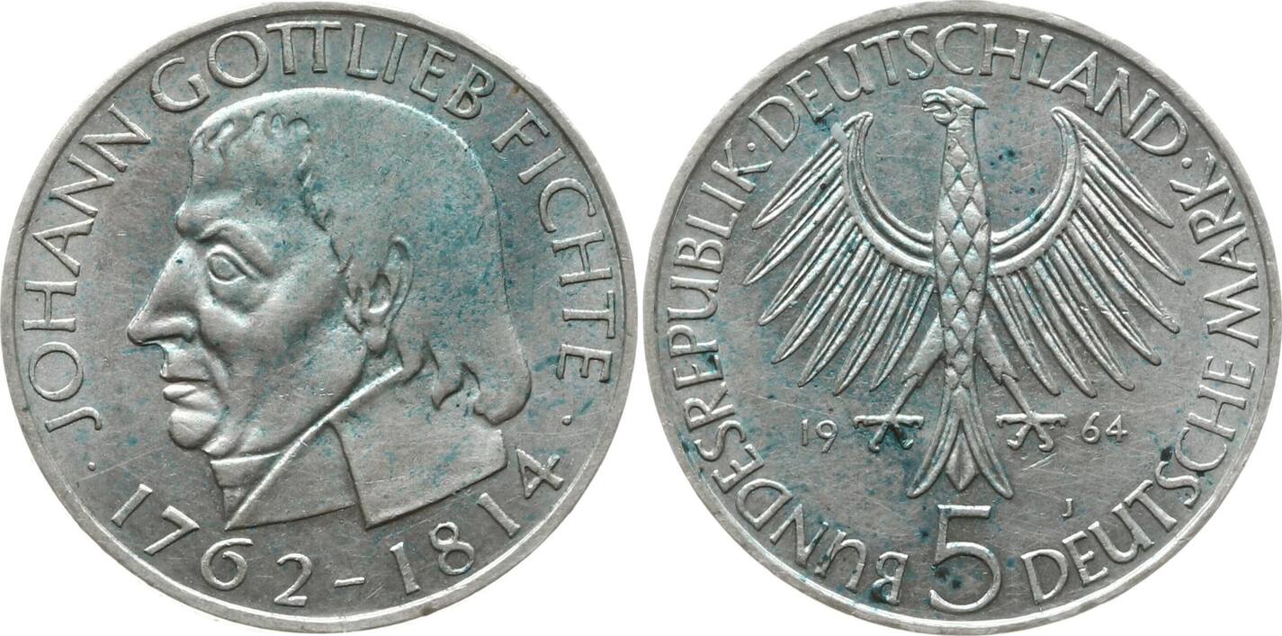 Bundesrepublik Deutschland 5 Mark 1964 J Fichte Besser als vorzüglich ...
