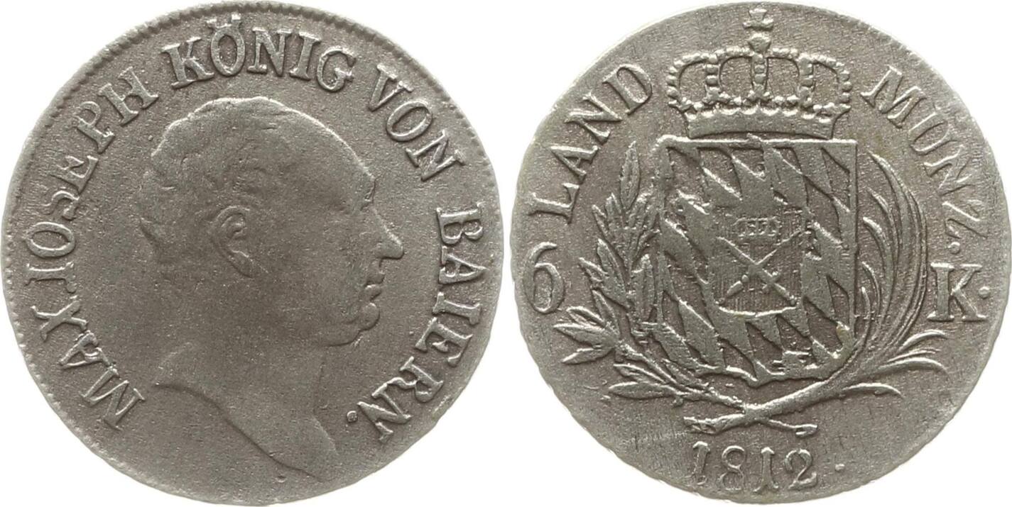 Bayern, Königreich 6 Kreuzer 1812 Maximilian I. Joseph, 1806 - 1825 ...