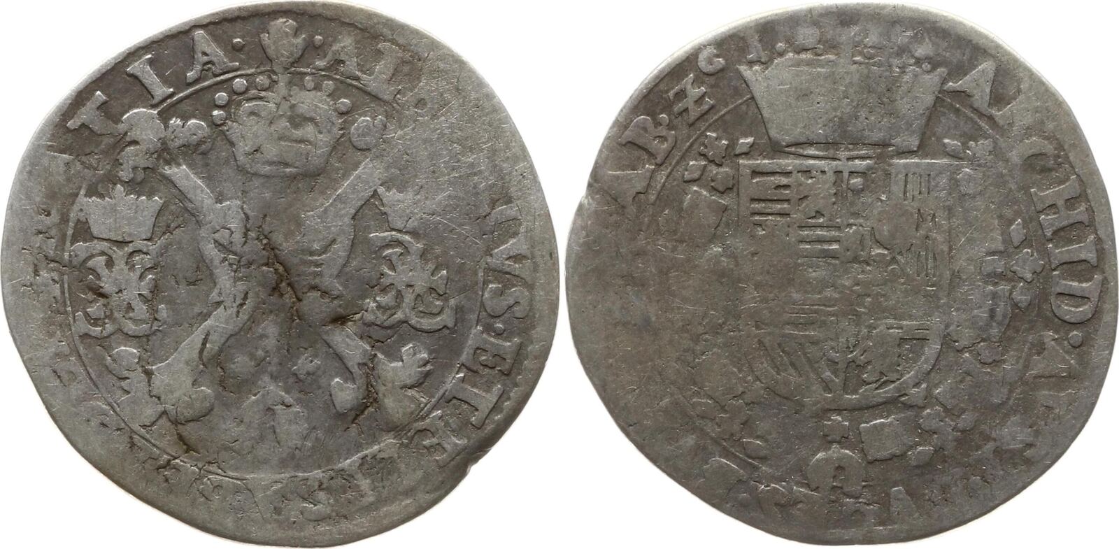 Spanische Niederlande, Brabant 1/4 Patagon 1616 Albert und Isabella, 1598 - 1621, Antwerpen ...