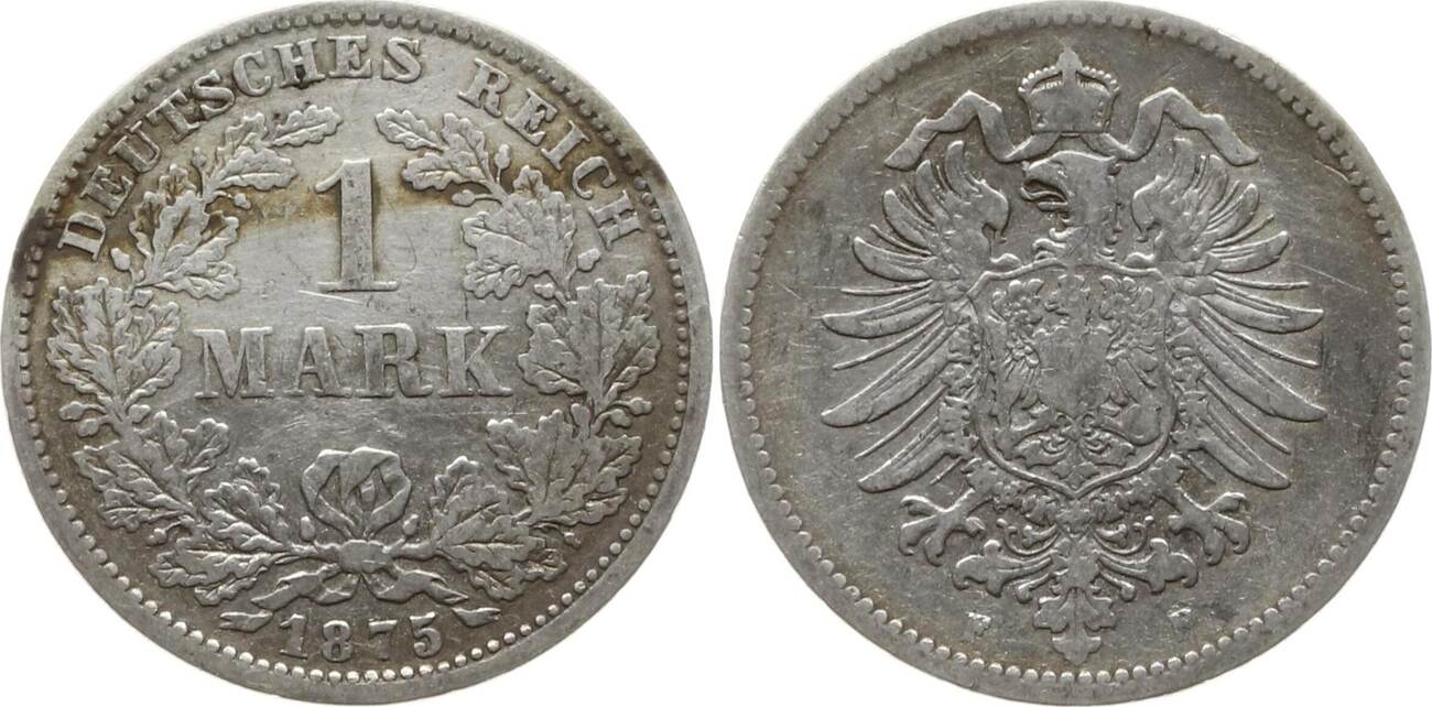 Deutschland, Kaiserreich 1 Mark 1875 F Schön - sehr schön, kl. Fleck ...