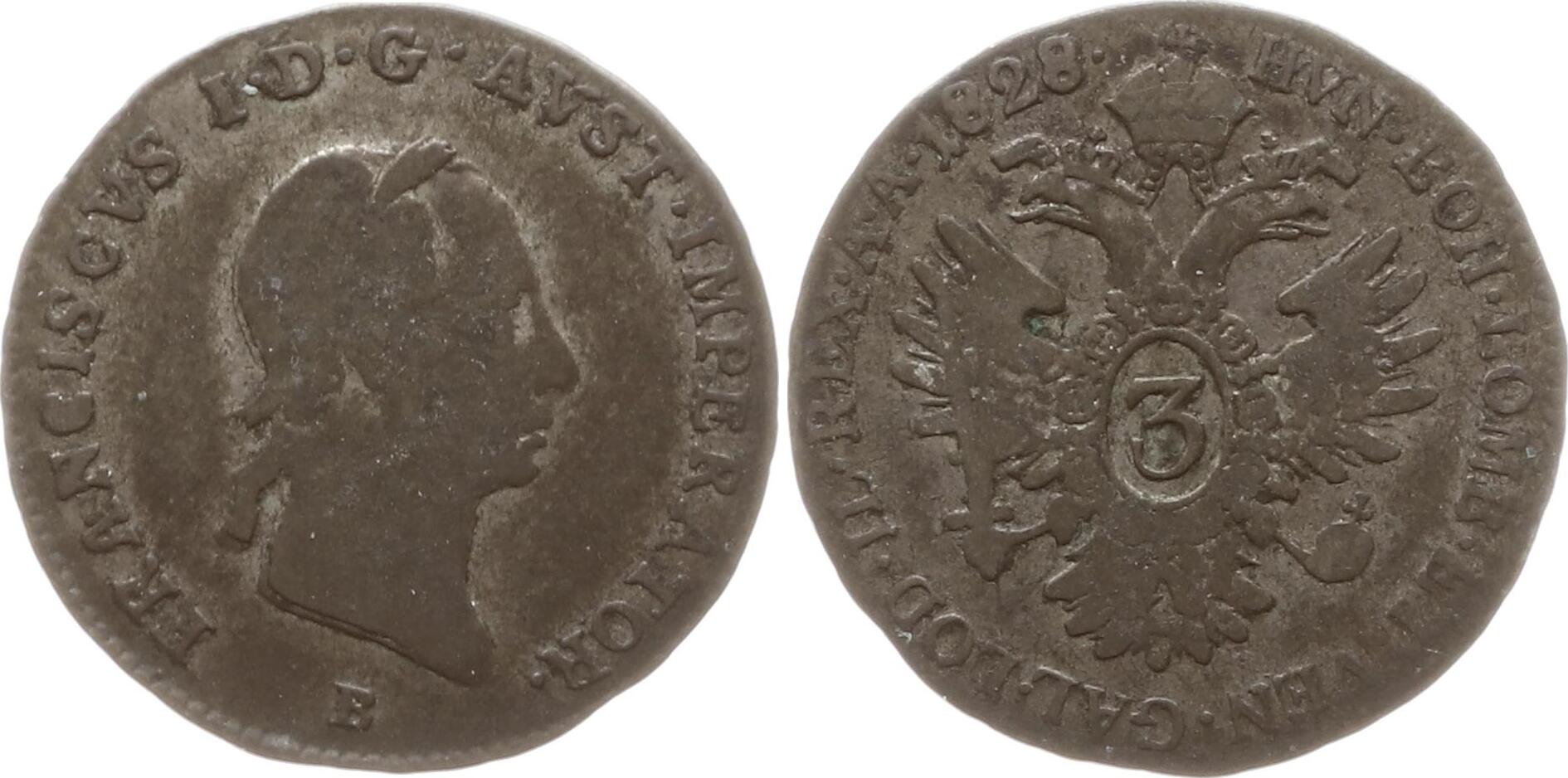 Österreich 3 Kreuzer 1828 B Franz II.(I.), 1792 - 1835, Kremnitz Schön - sehr schön | MA-Shops