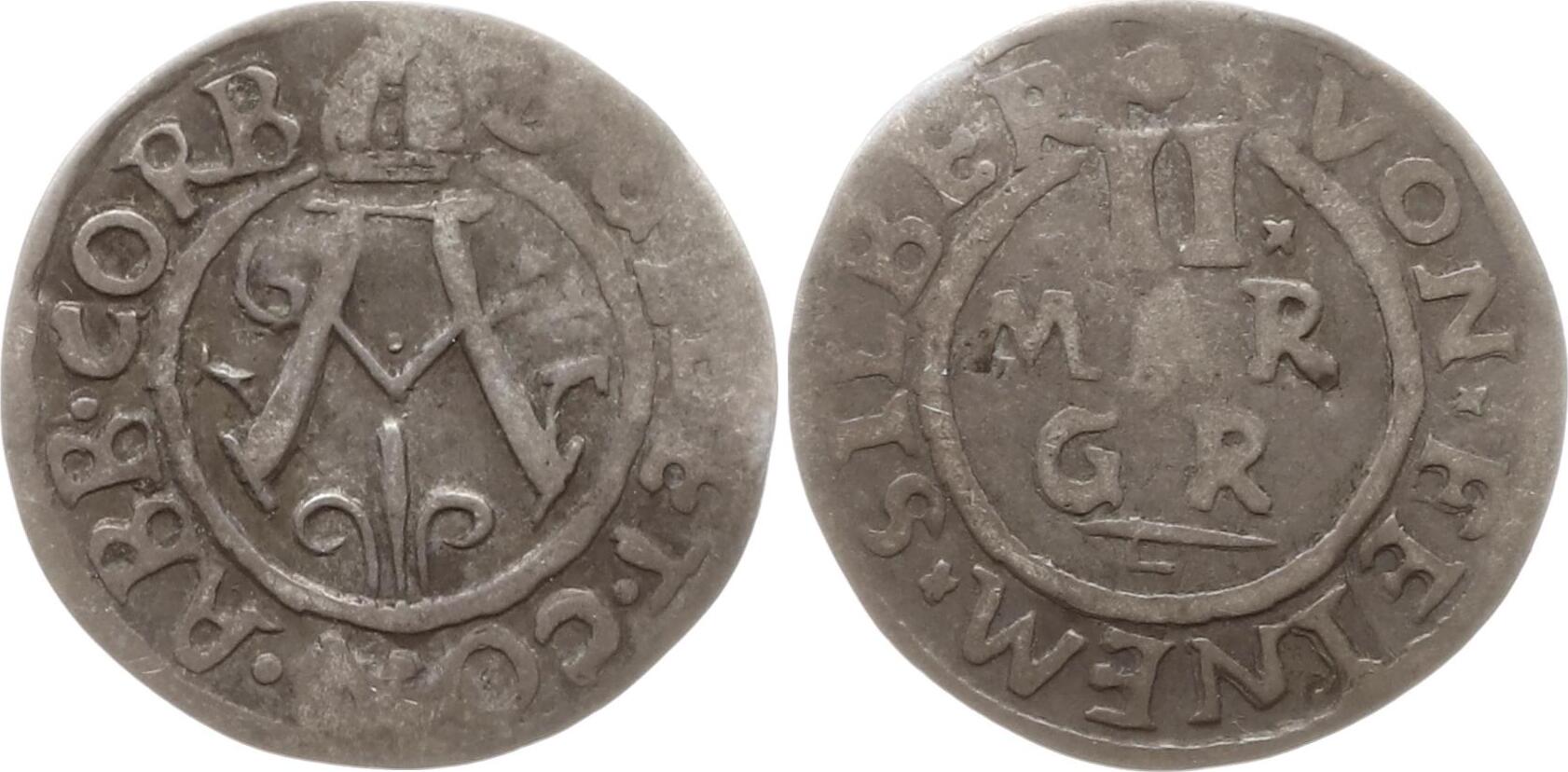 Corvey, Abtei 2 Mariengroschen Feinsilber 1651 Arnold von Waldois, 1638 ...