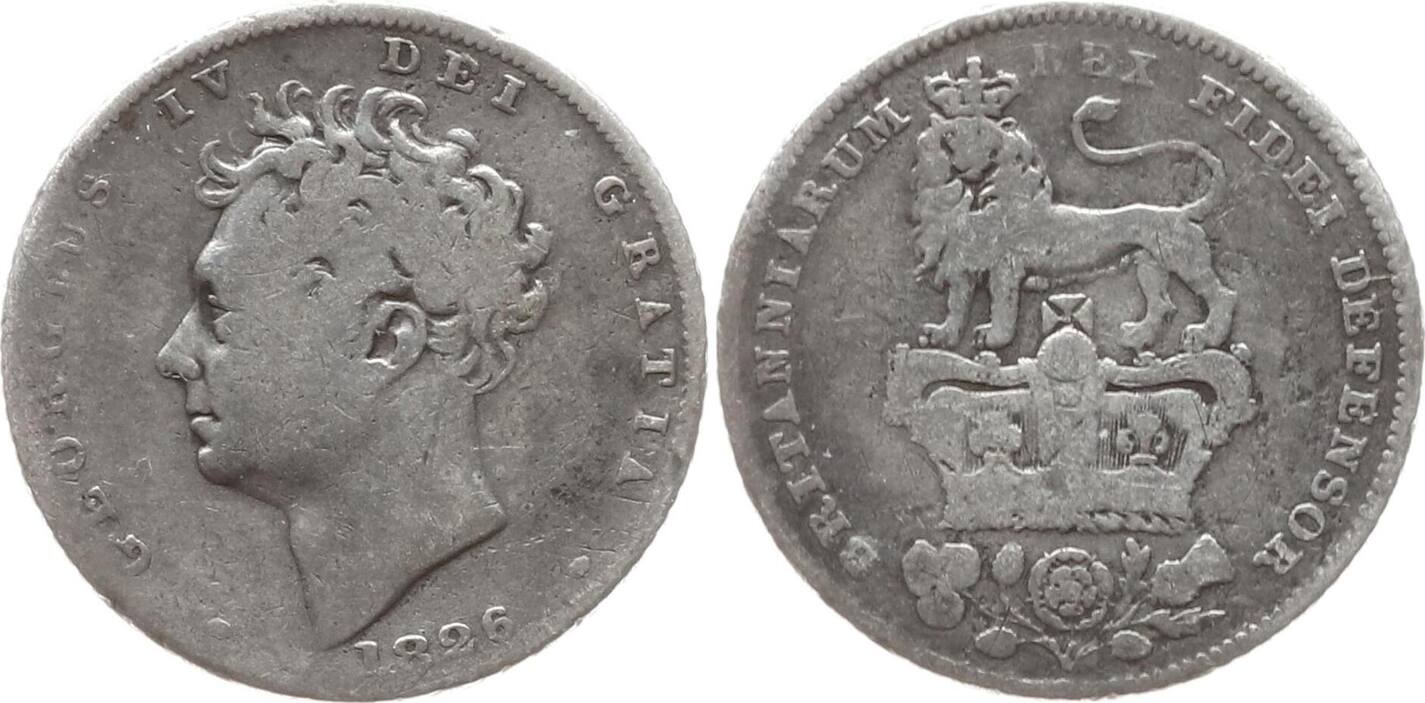 Großbritannien 6 Pence 1826 George IV., 1820 - 1830 Besser als schön ...