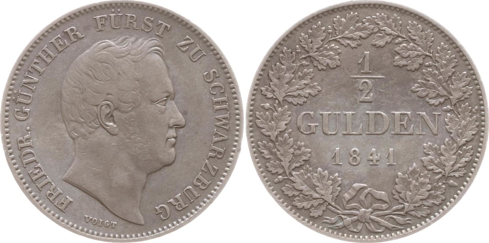 Schwarzburg-Rudolstadt 1/2 Gulden 1841 Friedrich Günther, 1807 - 1867 ...