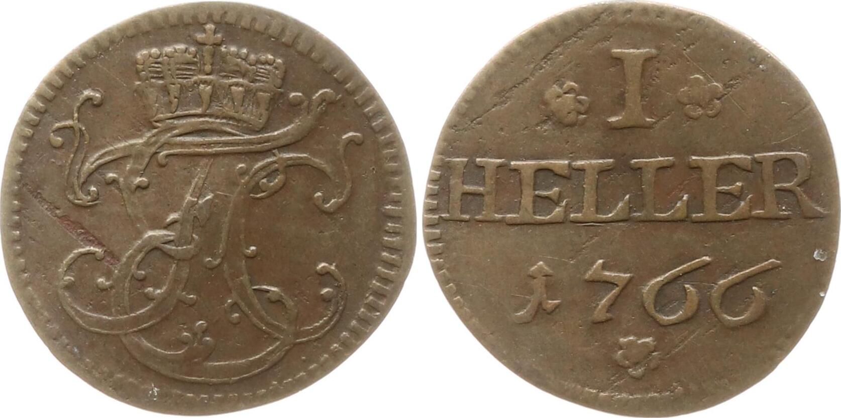 Sachsen-Hildburghausen, Herzogtum 1 Heller 1766 Ernst Friedrich Karl ...