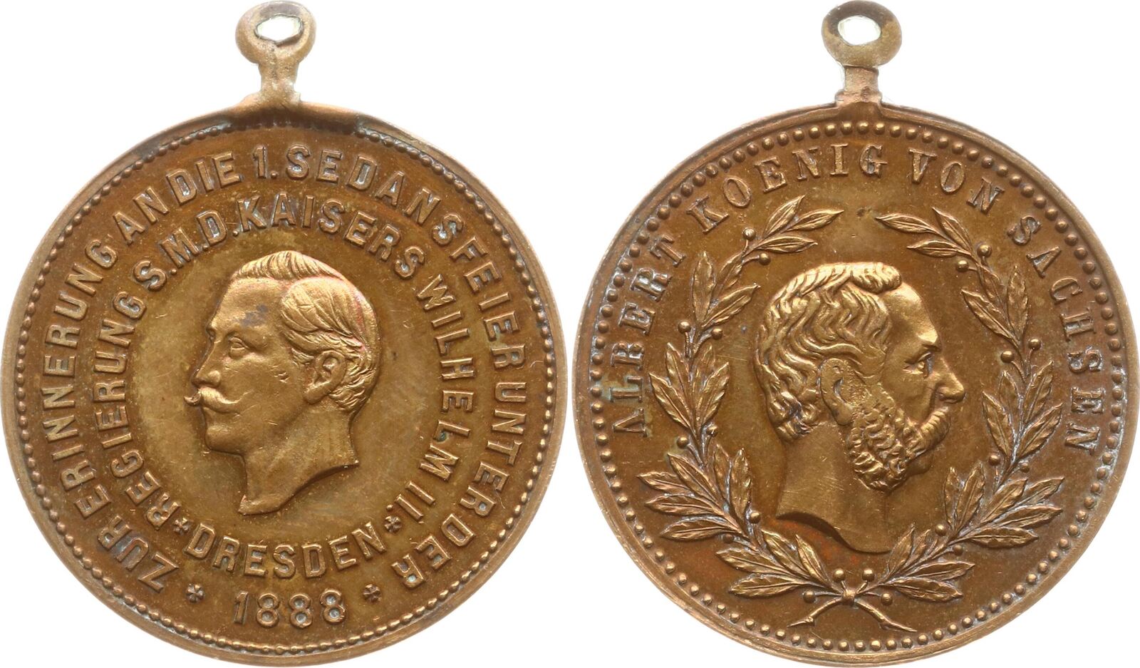 Königreich Sachsen, Dresden Tragbare Bronzemedaille 1888, R! Albert ...