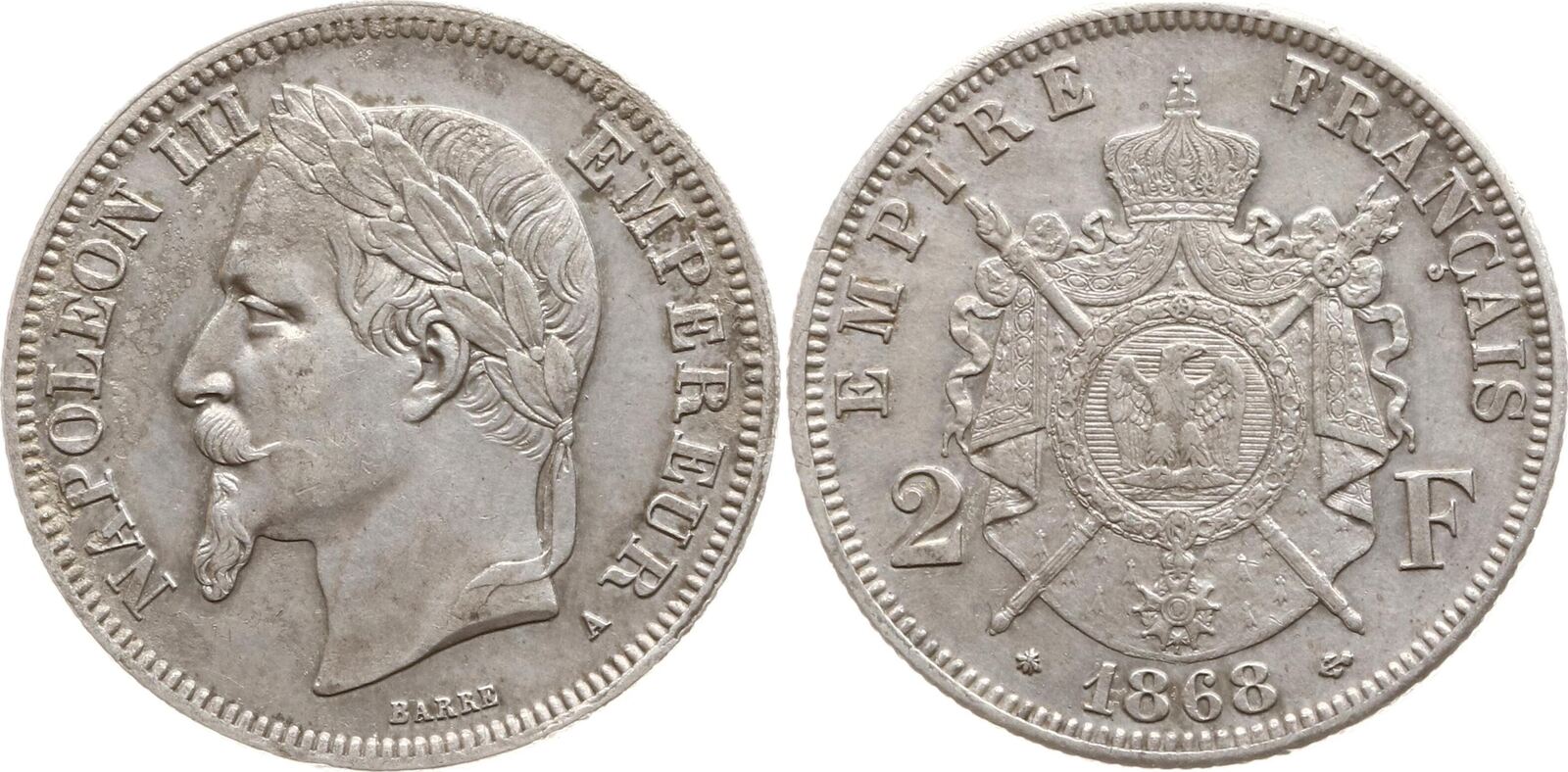 Frankreich, Kaiserreich 2 Francs 1868 A Napoleon III., 1852 - 1870, Paris Fast vorzüglich | MA-Shops