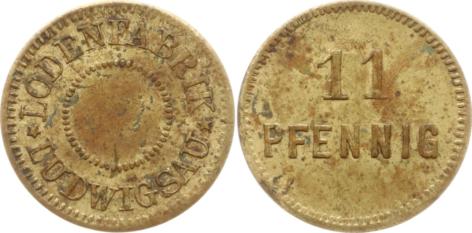 Lauingen, Stadt Notmünze zu 11 Pfennig o.J., RR! Ortsteil Ludwigsau ...