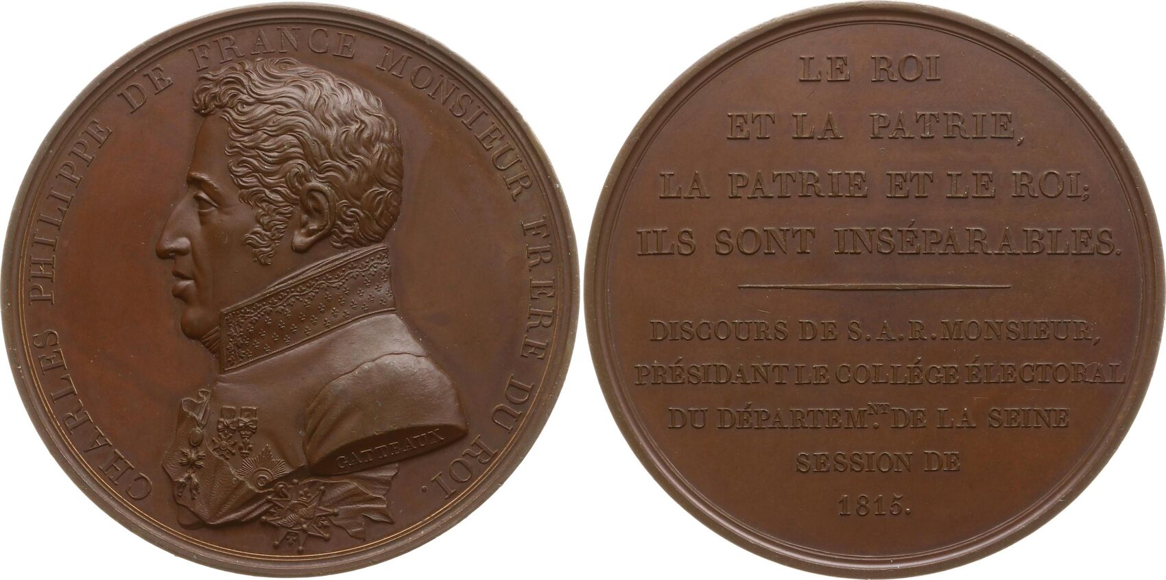 Frankreich, Königreich, Departement Seine Große Bronzemedaille 1815 ... Frankreich, Königreich, Departement Seine Große Bronzemedaille 1815 ...