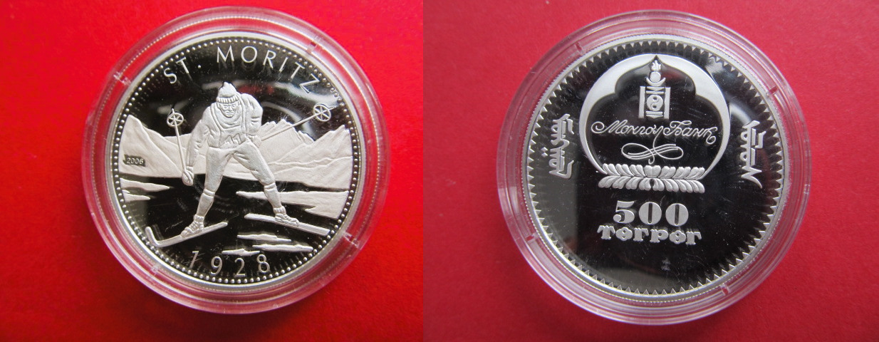 Mongolei 500 Tugrig 2006 Silber - sehr selten! Olympische Spiele St ...