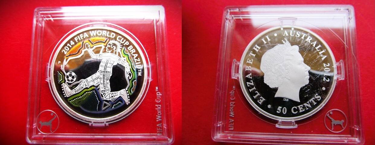 Australien 50 Cents 2012 Farbmünze 2014 FIFA World Cup Brazil ...