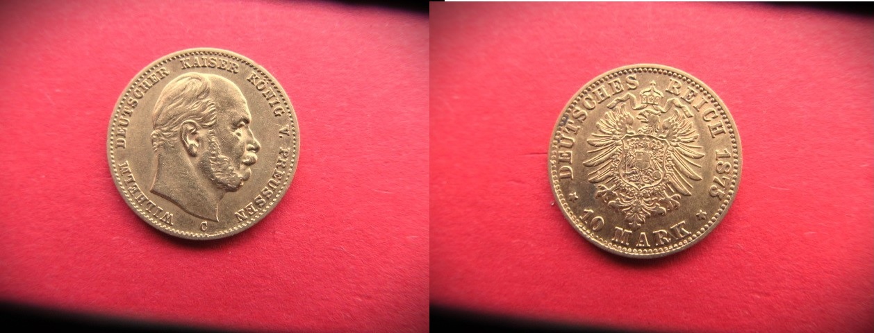 Preussen 10 Mark 1875 C Preußen - Wilhelm I. - GOLD -Zehn Mark - J.245 ...