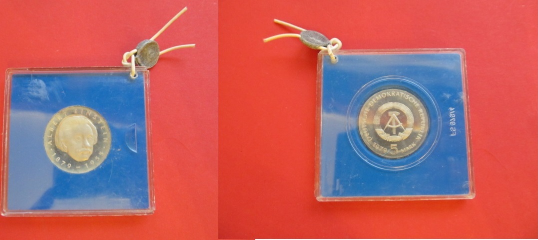 DDR 5 Mark Gedenkmünze 1979 Albert Einstein (1879-1955) - Polierte ...