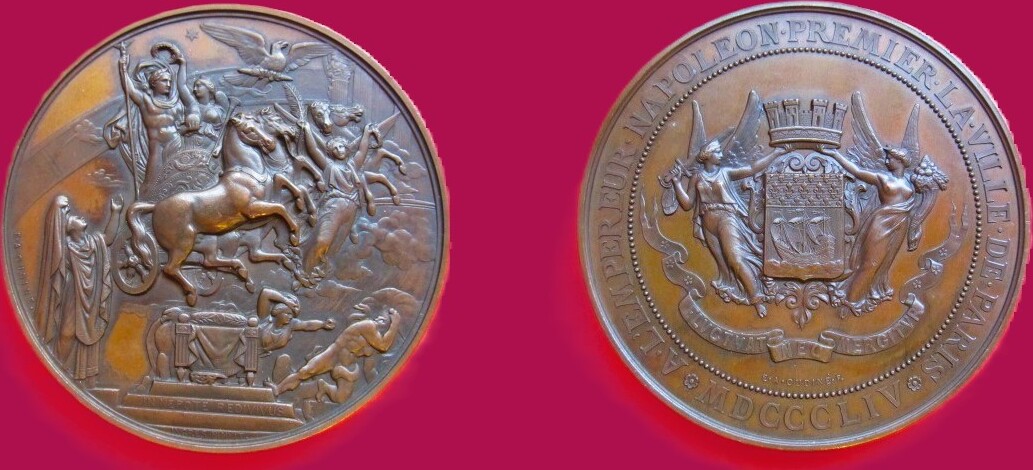 Frankreich / France große schwere Bronzemedaille 1853(1854) Napoleon ... Frankreich / France große schwere Bronzemedaille 1853(1854) Napoleon ...